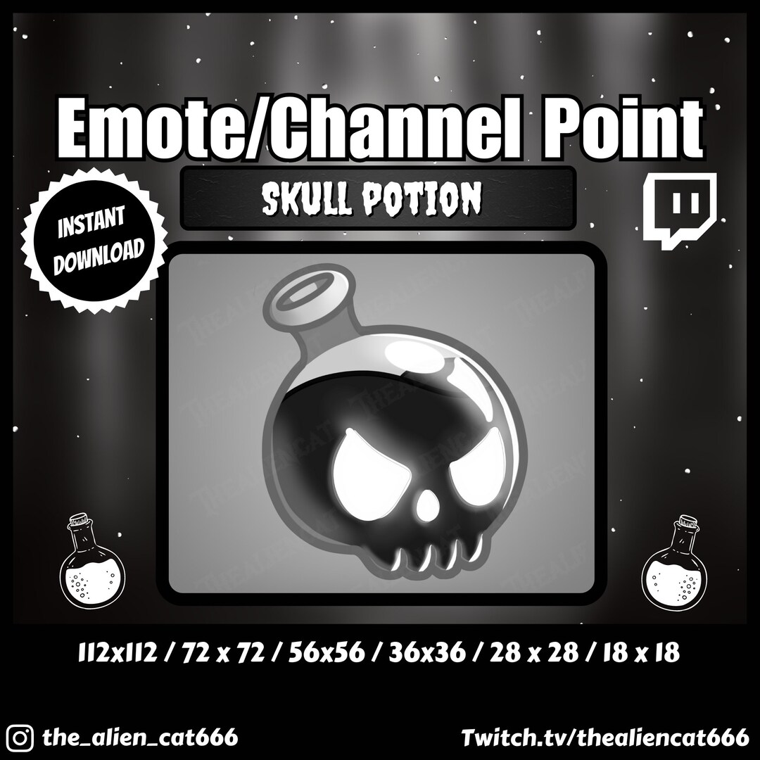 Black Skull Potion Channel Coin/emote Twitch Channel Point Icons, Dark ...