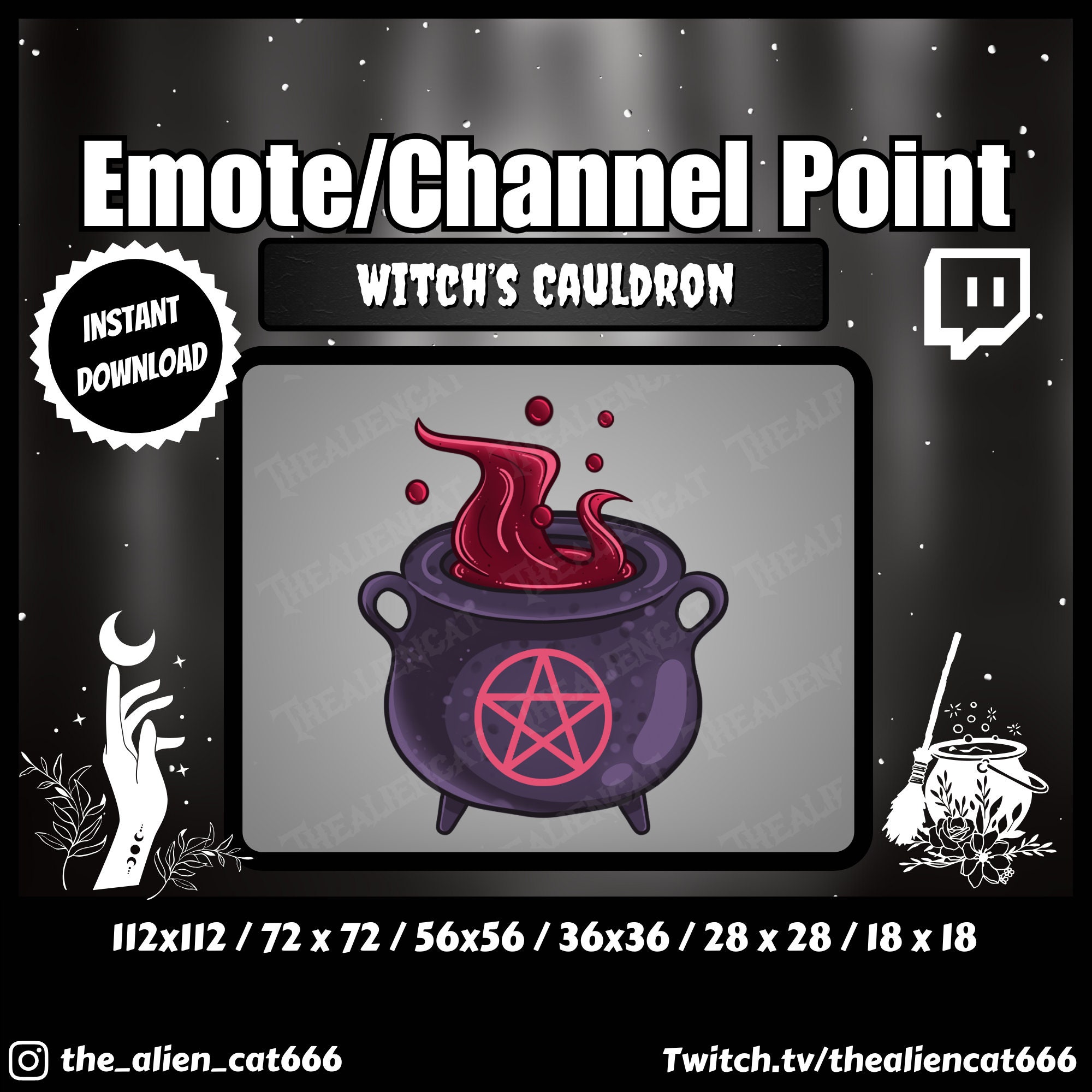 Red Witch's Cauldron Channel Coin/emote | Twitch | Channel Point Icons ...