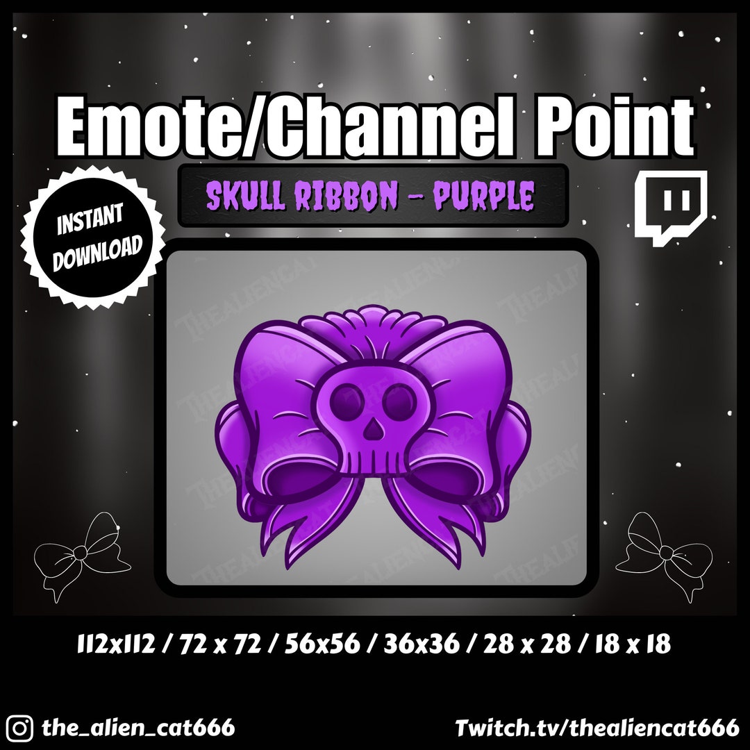 Purple Skull Ribbon Channel Coin/emote | Twitch | Channel Point Icons ...