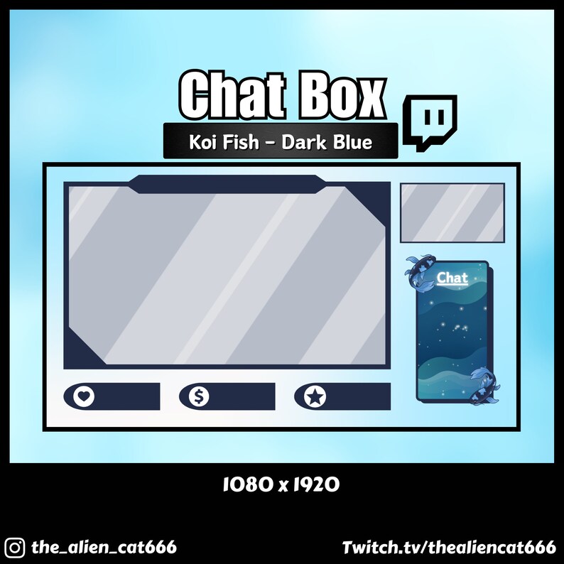 Dark Blue Koi Fish Chat Box 1000 X 1080 - Twitch, Youtube, Facebook ...