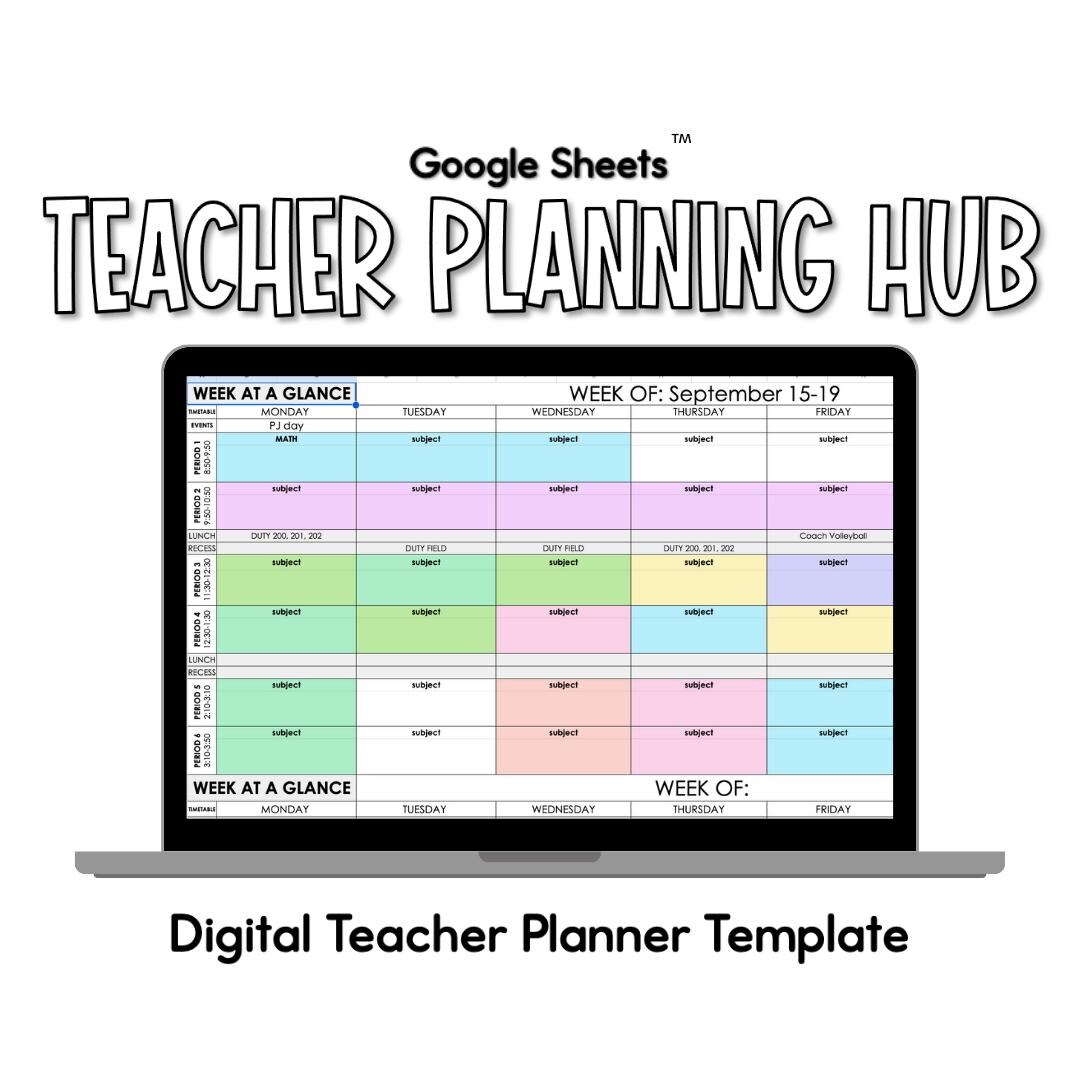 Digital Teacher Planning Hub | Digital Teacher Planner Template for ...