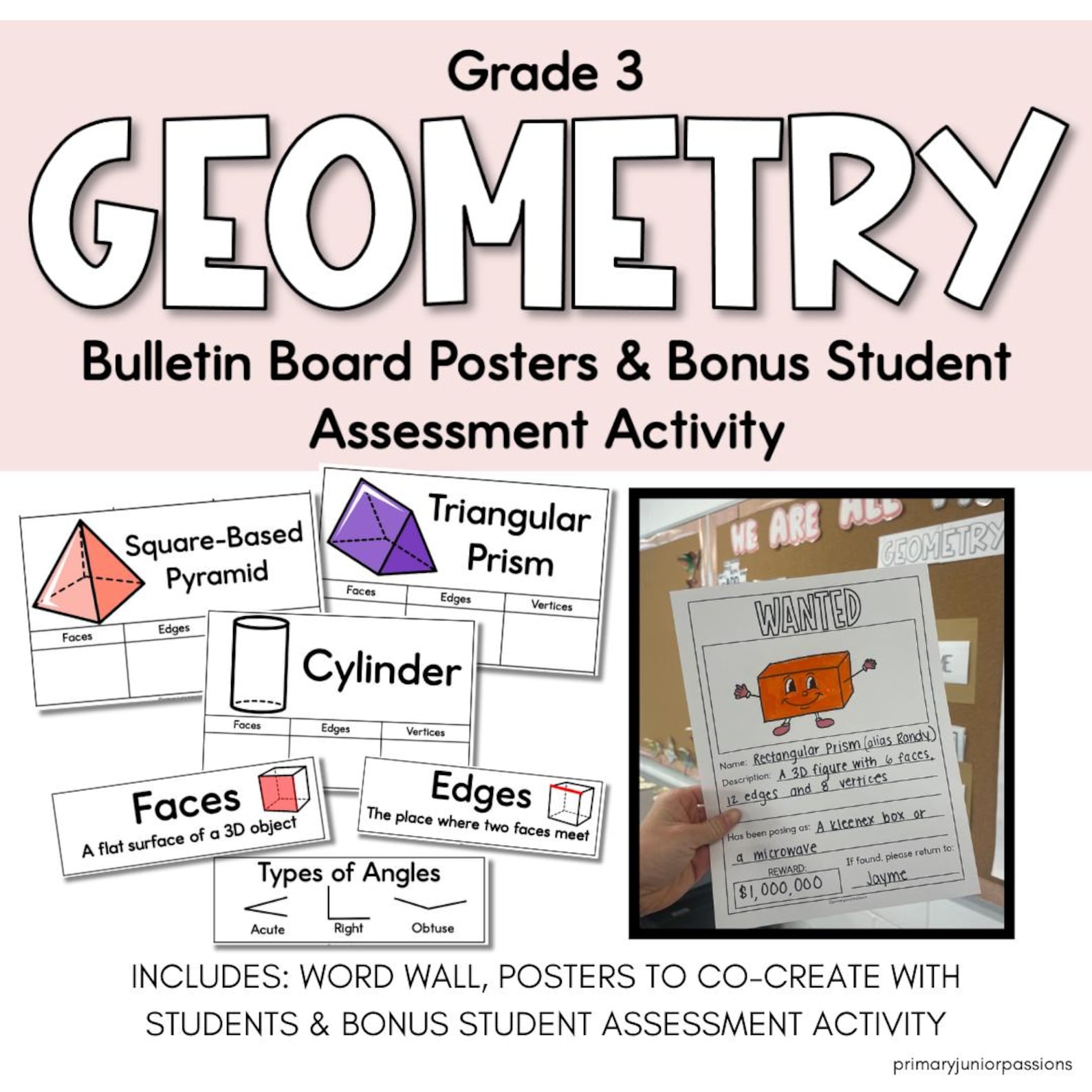 Grade 3 Geometry Bulletin Board World Wall Posters With Bonus Student ...