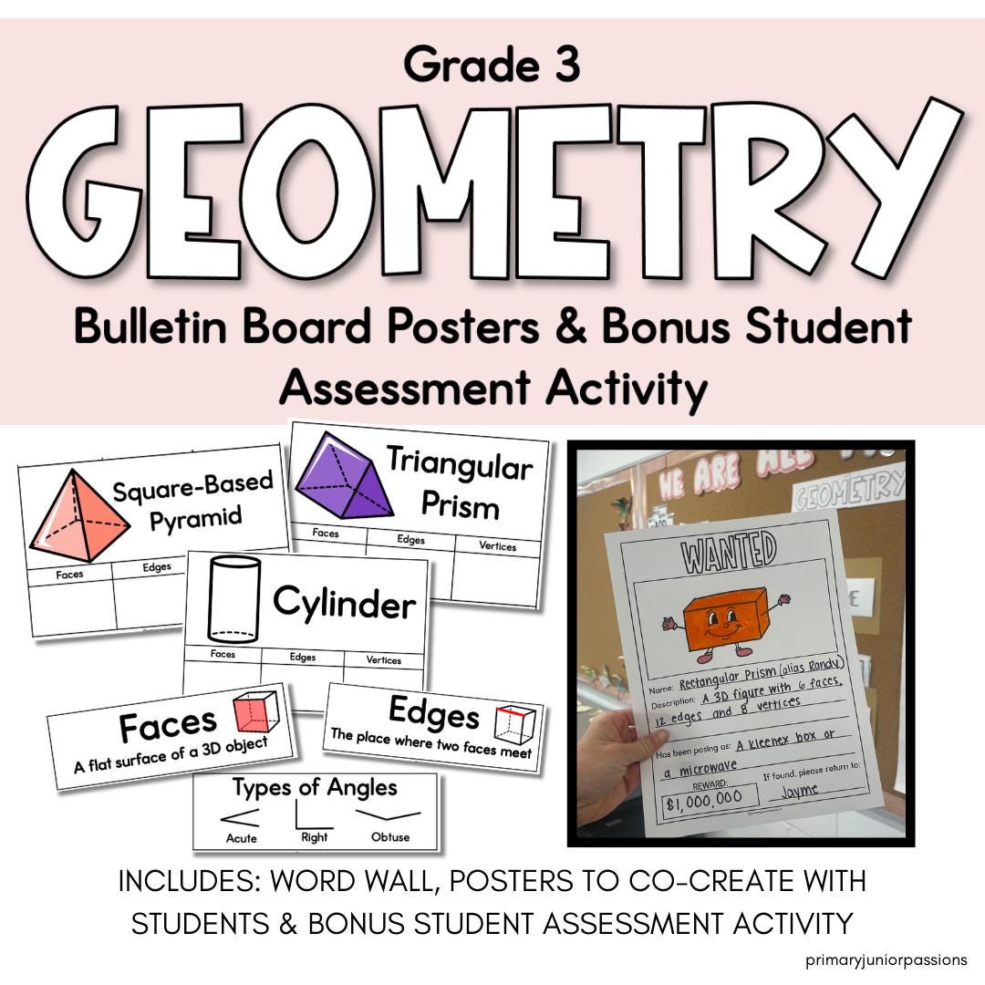 Grade 3 Geometry Bulletin Board World Wall Posters With Bonus Student ...