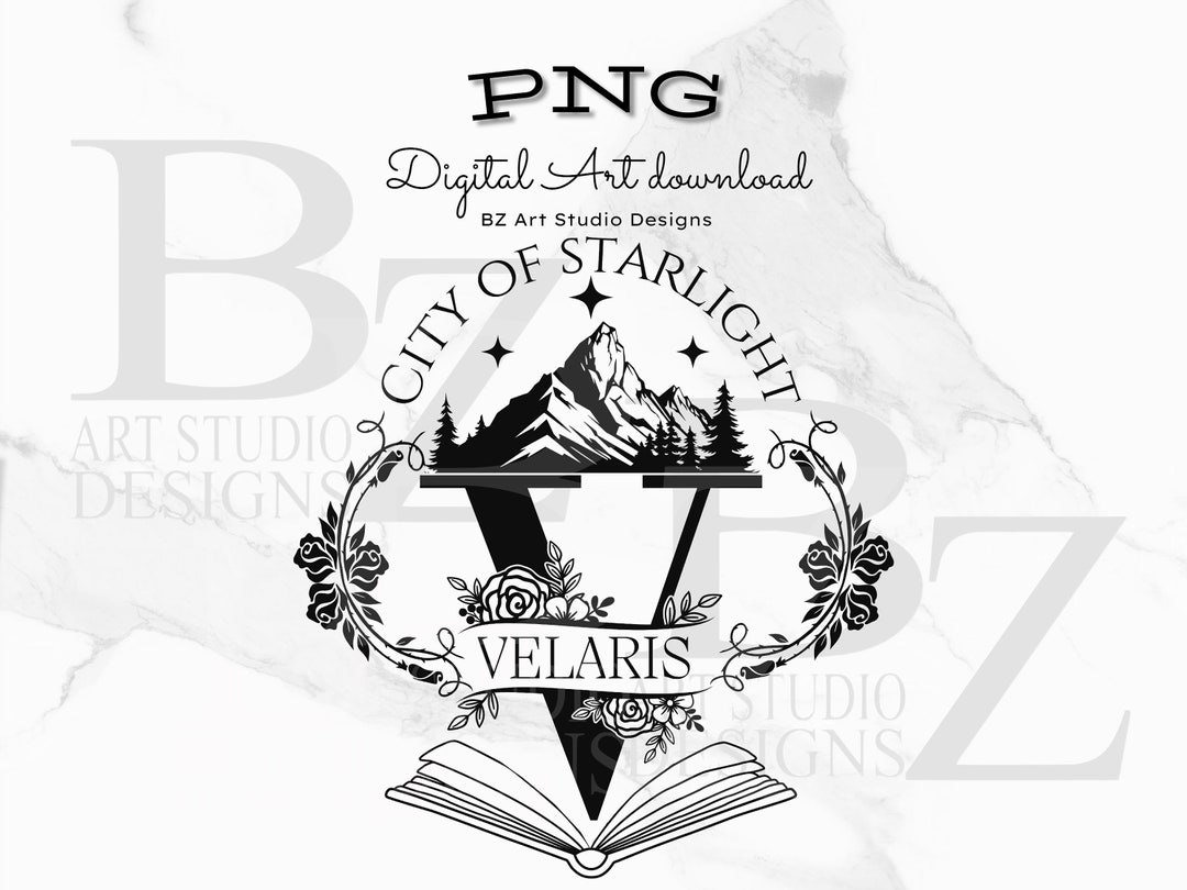 Velaris Bookish-inspired PNG, Two 2 PNG Files Black & White Design ...