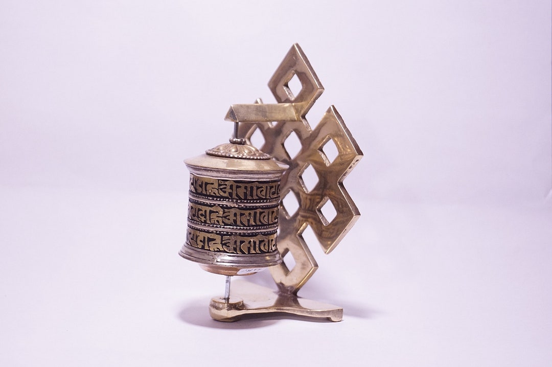 Prayer Wheel Handmade Brass MANE Wheel Table Decor MANI Endless Knot ...