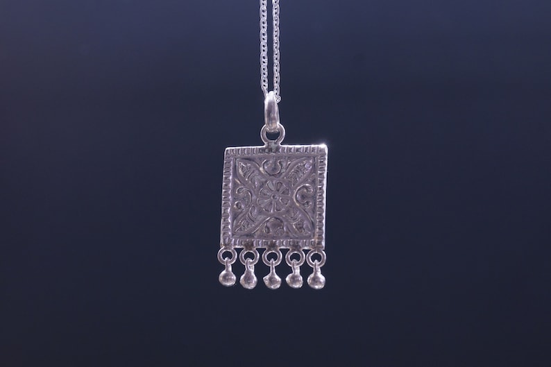 Handcrafted Fine Silver Jantar Pendant: Traditional Nepali Jewelry - Etsy