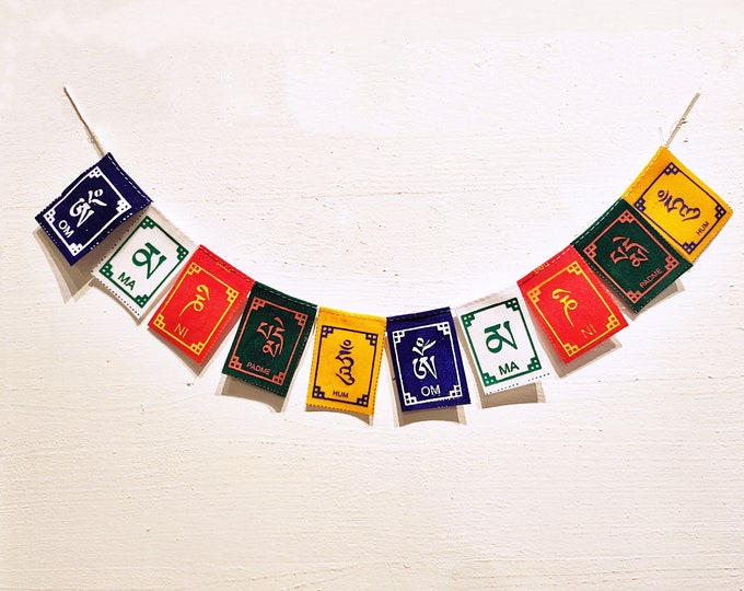 OM PRAYER FLAGS, Buddhist Flags, Om Mani Padme Hum, Spiritual Wall ...