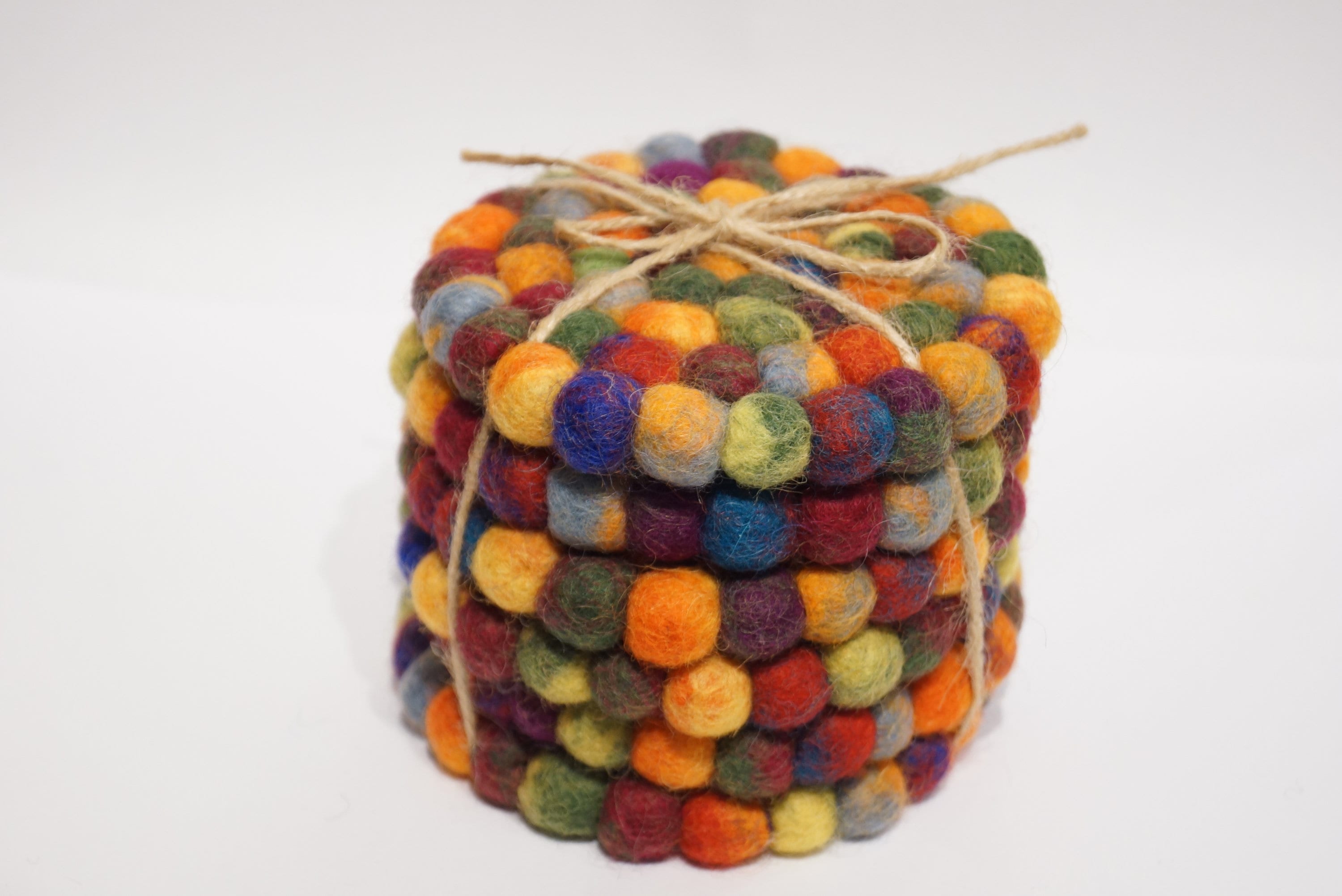 Felt Coasters 10cm 20cm, Round, Tiedyed Wool Ball Mat, Colorful Cup Pot ...