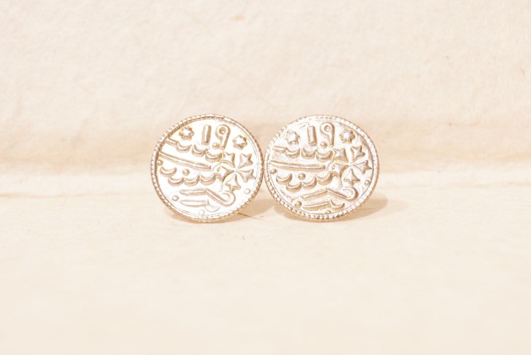 Buy ASARFI Pure Silver Coin Earstuds 999 Fine Silver Studs Asharfi ...