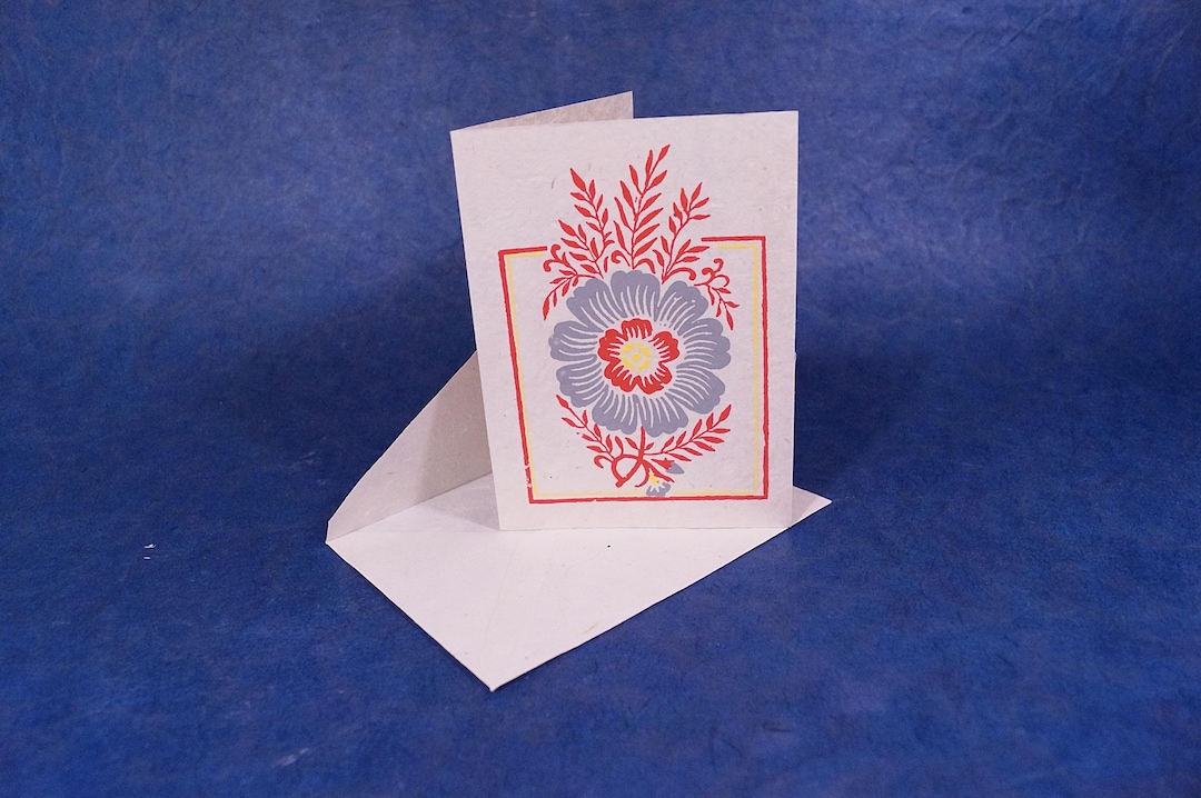 Lokta Greeting Card With Matching Envelope | Flower | DIN A6 Folded ...