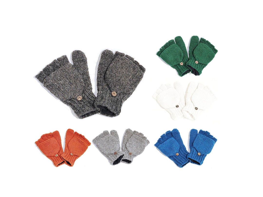 Hand Knitted Wool Folding Mittens: Fleece Lined Hand Warmers - Etsy