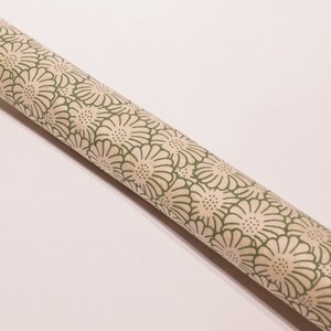 Handmade Lokta Wrapping Paper | Screen-printed Green Flowers | Natural ...
