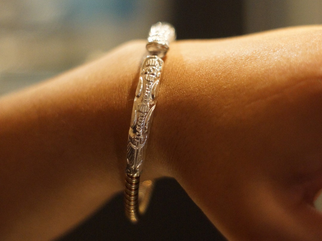 Panchadhatu Bracelet: Silver Bangle, Handmade Nepal Five-metal Jewelry ...