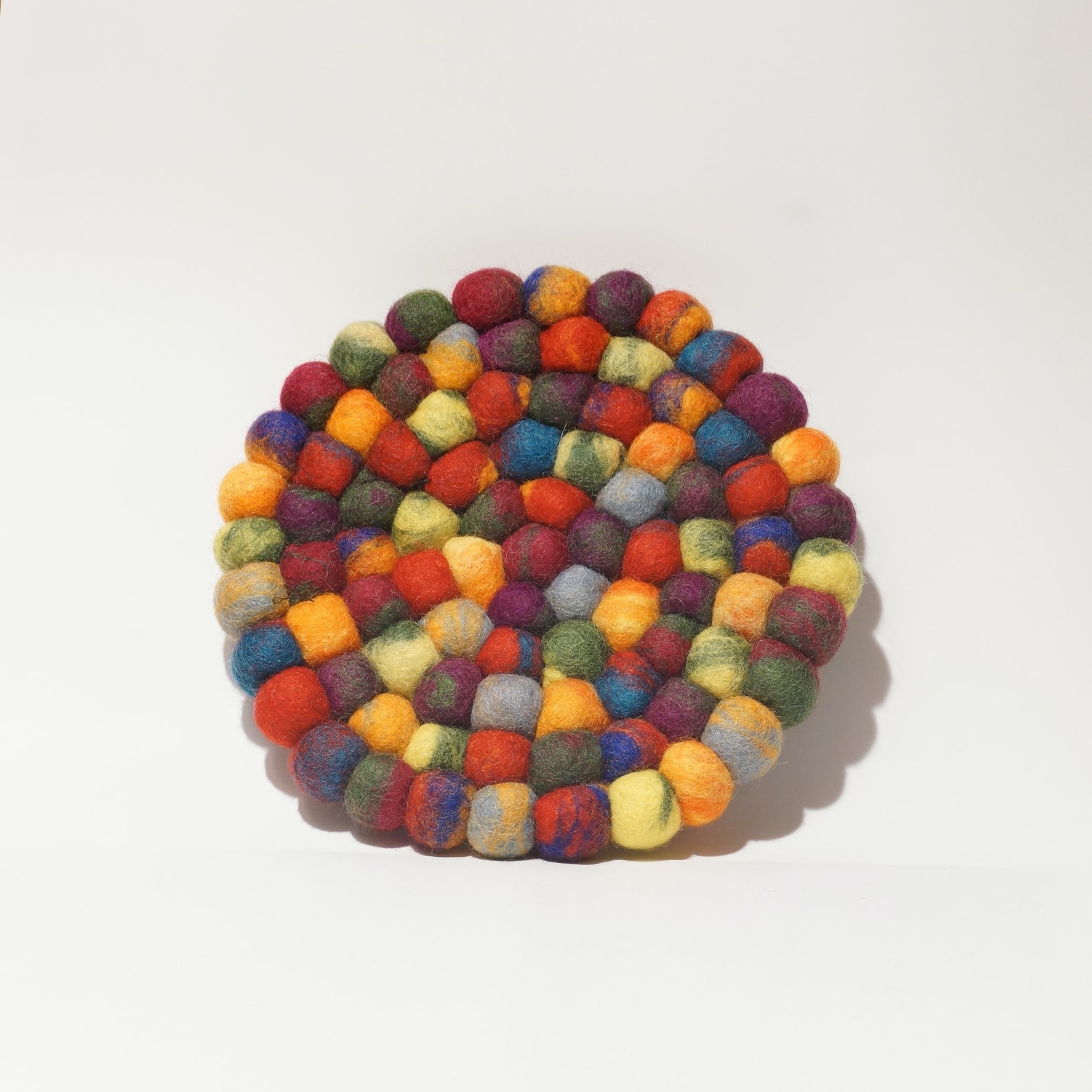 Felt Coasters 10cm 20cm, Round, Tiedyed Wool Ball Mat, Colorful Cup Pot ...