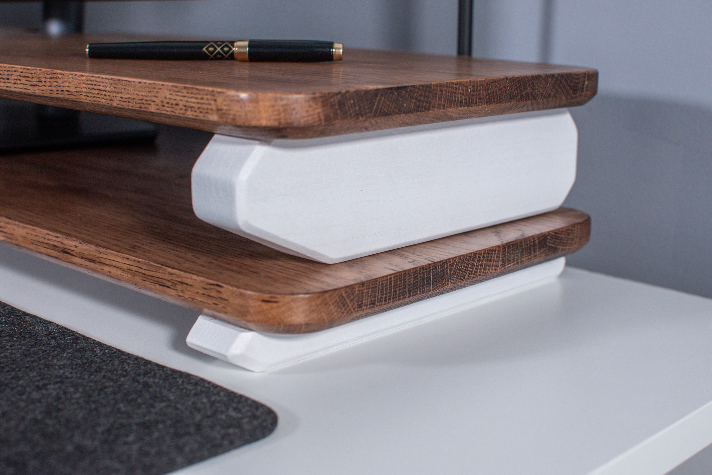 Solid Oak Monitor Walnut Finish Stand Custom Size / Shelf / - Etsy UK