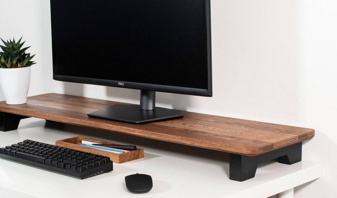 Solid Oak Monitor Walnut Finish Stand Custom Size/ Shelf / - Etsy