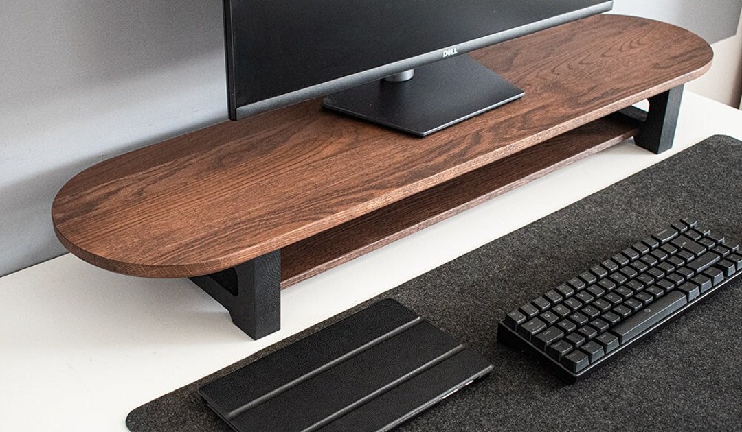 Solid Oak Monitor Walnut Finish Stand Custom Size / Shelf / - Etsy