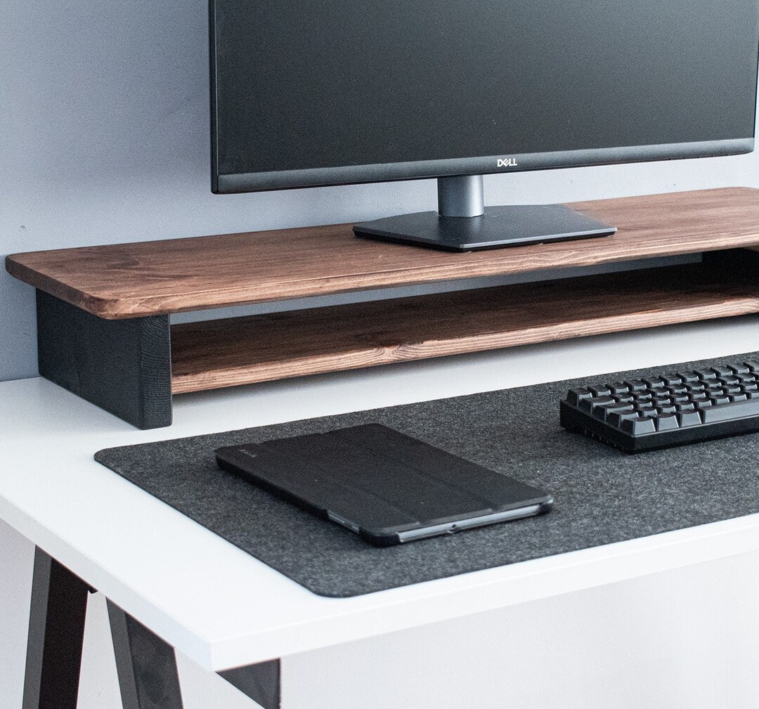 Solid Wood Monitor Walnut Finish Stand Custom Size / Shelf / Raiser ...