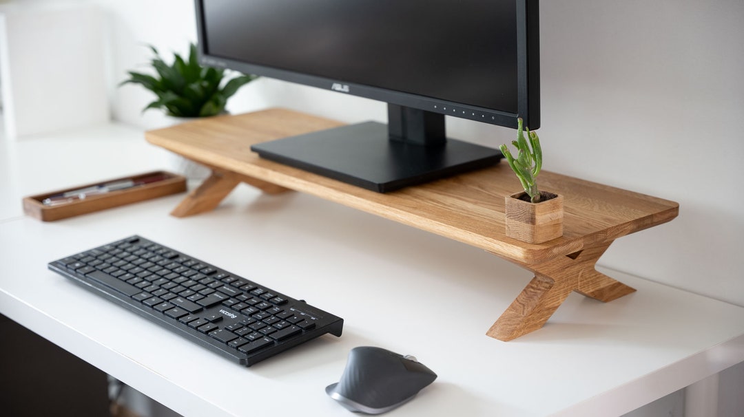 Solid Oak Monitor Stand Custom Size/ Shelf / Raiser/ Home Office/ Imac ...