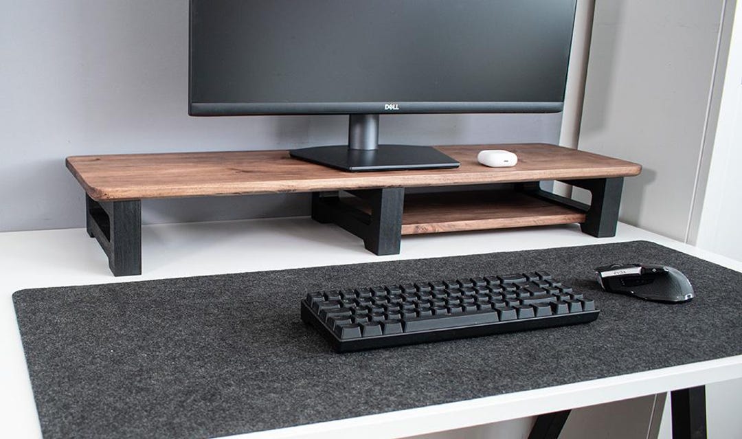 Custom Real Wood Monitor Stand: Home Office Desk Shelf - Etsy