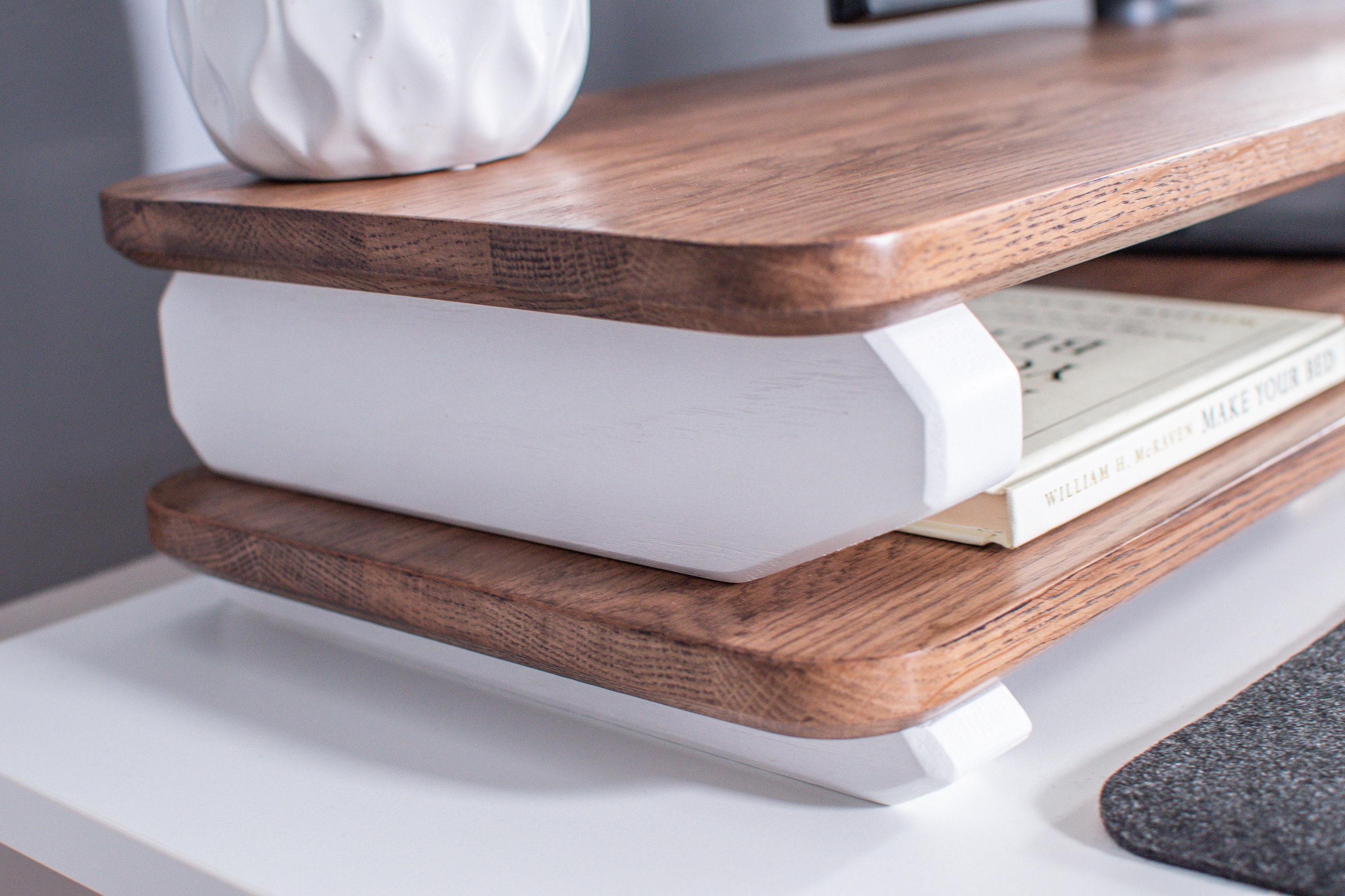 Solid Oak Monitor Walnut Finish Stand Custom Size / Shelf / - Etsy UK