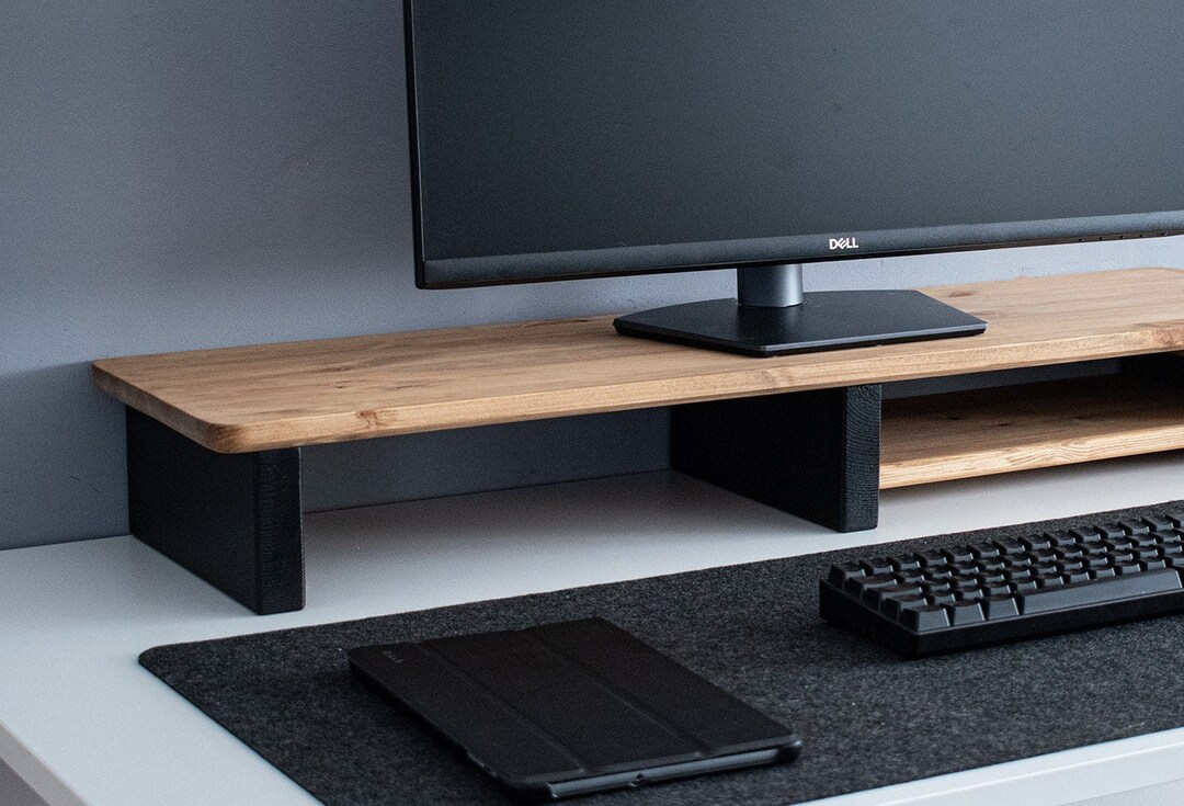 Solid Wood Monitor Oak Finish Stand Custom Size / Shelf / Raiser/ Home ...