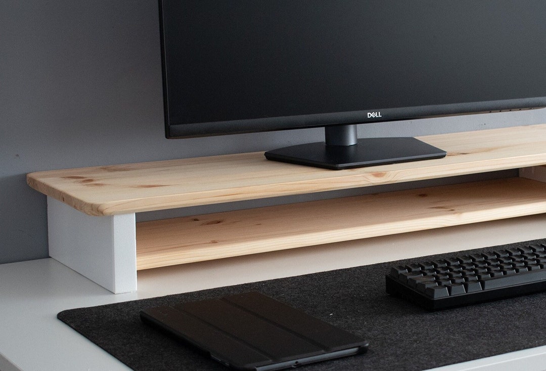 Solid Wood Monitor Natural Finish Stand Custom Size / Shelf / Raiser ...