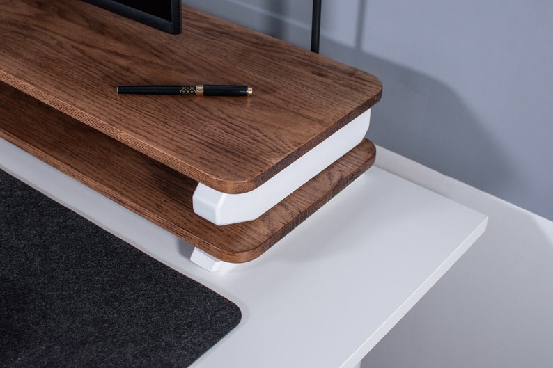 Solid Oak Monitor Walnut Finish Stand Custom Size / Shelf / - Etsy UK