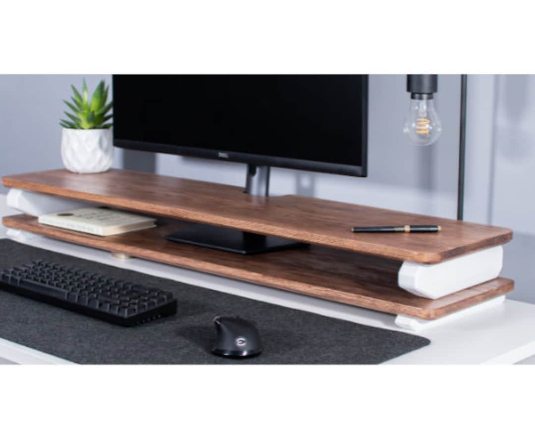 Solid Oak Monitor Walnut Finish Stand Custom Size / Shelf / - Etsy