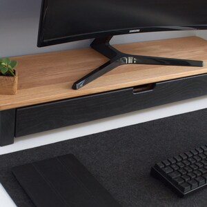 Solid Oak Monitor Stand With Drawer Custom Size / Shelf / Raiser/ Home ...