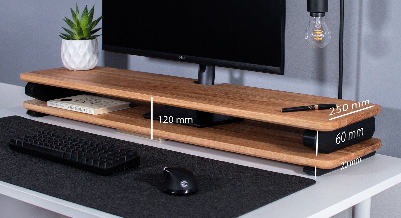 Solid Oak Monitor Walnut Finish Stand Custom Size / Shelf / - Etsy UK