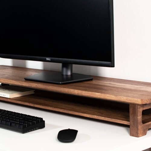Solid Oak Monitor Stand Custom Size / Shelf / Raiser/ Home - Etsy