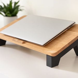 Real Oak Laptop Stand / Shelf / Raiser/ Home Office/ Imac Stand / Gift ...