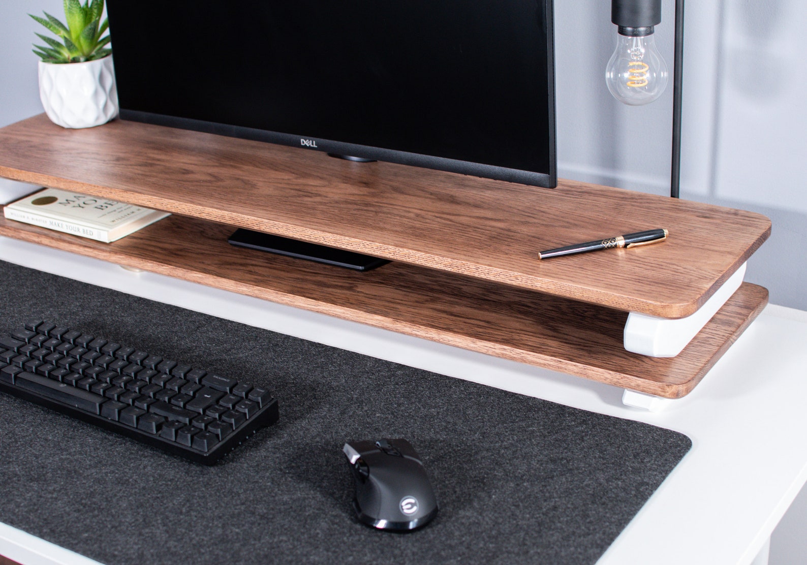 Solid Oak Monitor Walnut Finish Stand Custom Size / Shelf / - Etsy UK