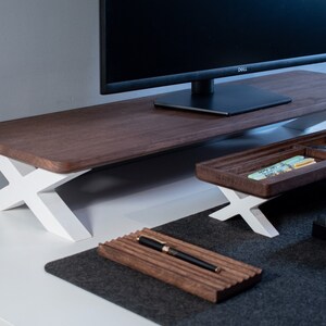 Set Solid Oak Monitor Stand Custom Size Desk Organiser - Etsy