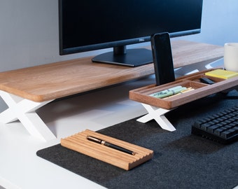 Solid Oak Monitor Stand Custom Size/ Shelf / Raiser/ Home Office/ Imac ...