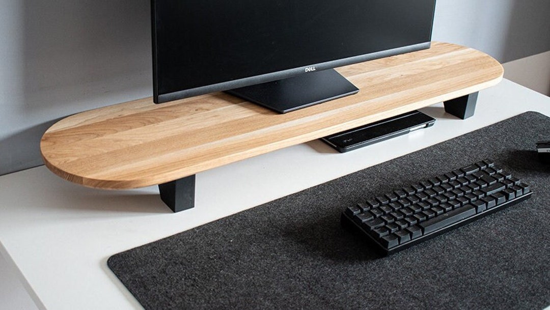Solid Oak Monitor Stand Custom Size/ Shelf / Raiser/ Home Office/ Imac ...