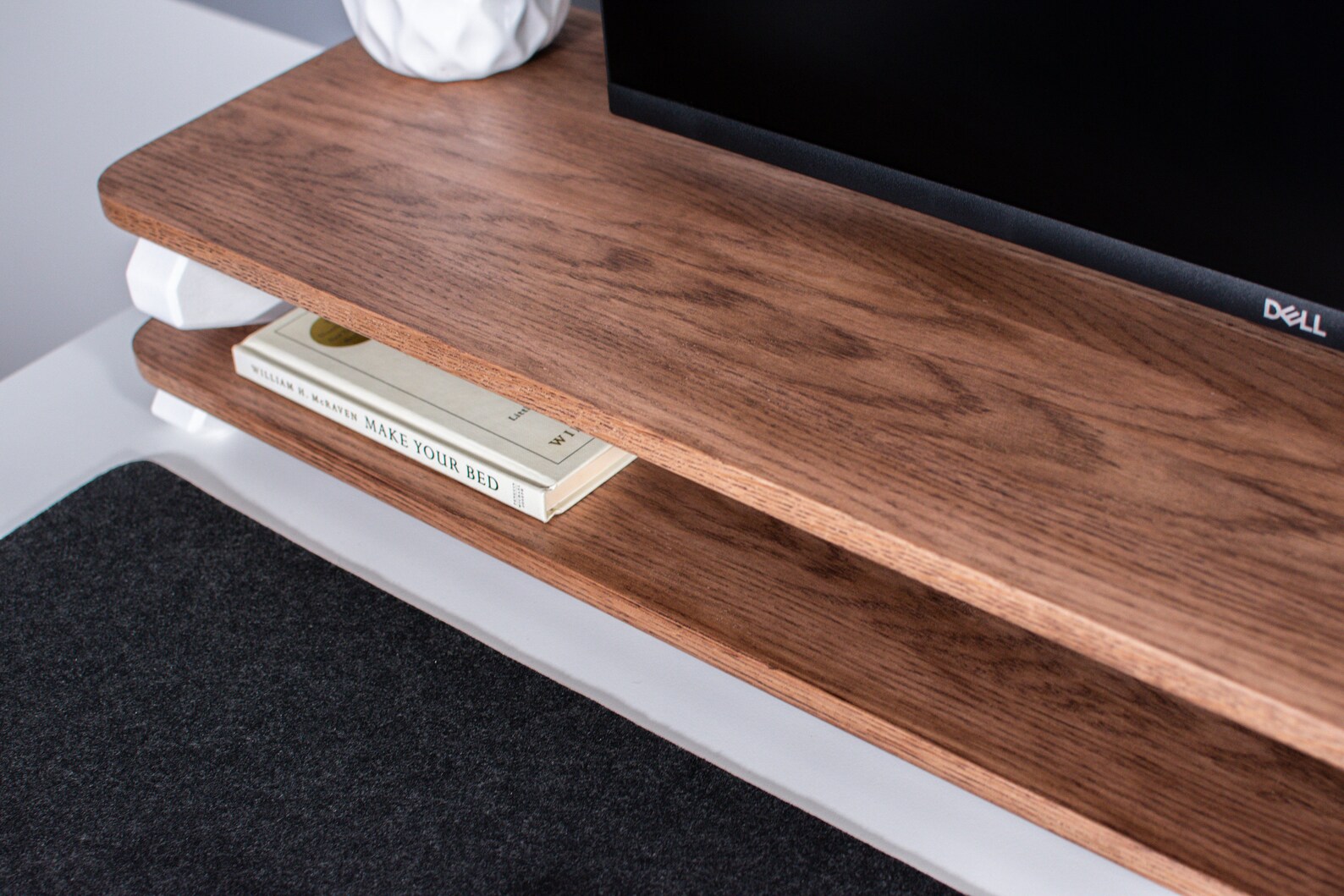 Solid Oak Monitor Walnut Finish Stand Custom Size / Shelf / - Etsy UK