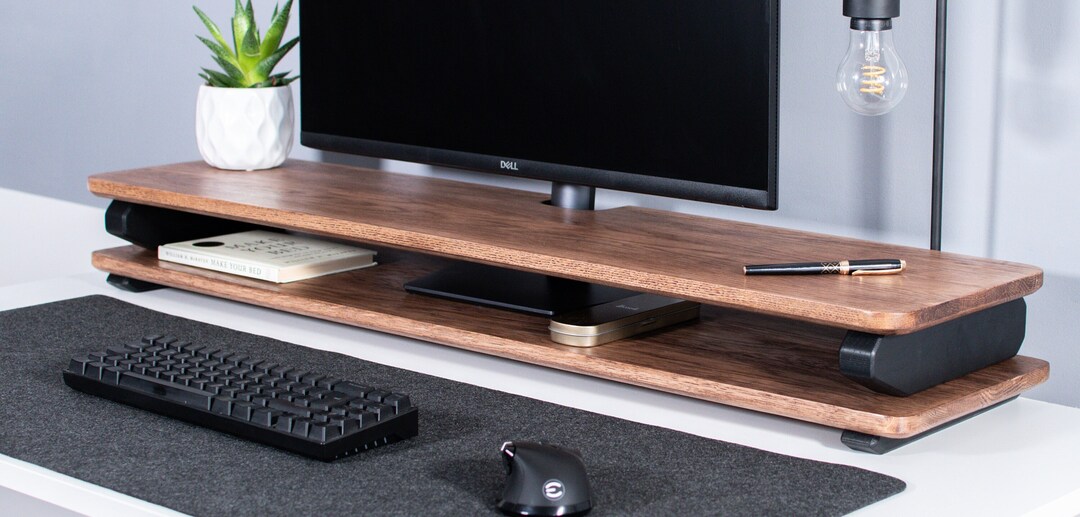 Solid Oak Monitor Walnut Finish Stand Custom Size / Shelf / - Etsy UK