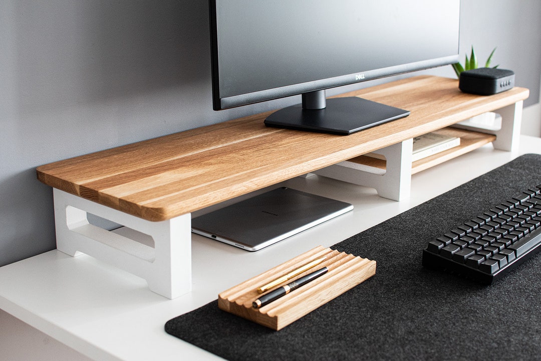 Solid Oak Monitor Stand Custom Size / Shelf / Raiser/ Home Office/ Imac ...