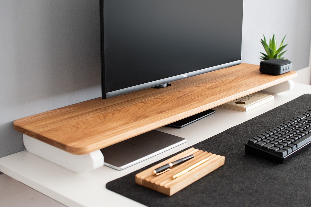 Solid Oak Monitor Stand Custom Size/ Shelf / Raiser/ Home Office/ Imac ...