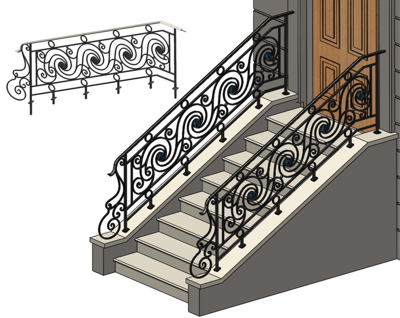 Iges, DXF, SVG, Canva, Png - Ornamental Stair Balustrade - Etsy
