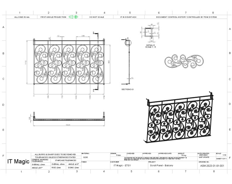 Iges DXF SVG Png Wrought Iron Scroll Panel - Etsy Australia