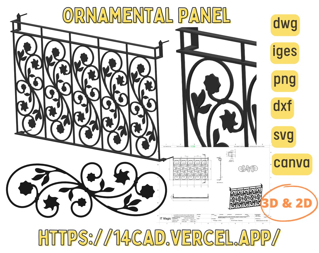 Solidworks 2025 Wrought Iron Scroll Panel - High End London Housing ...
