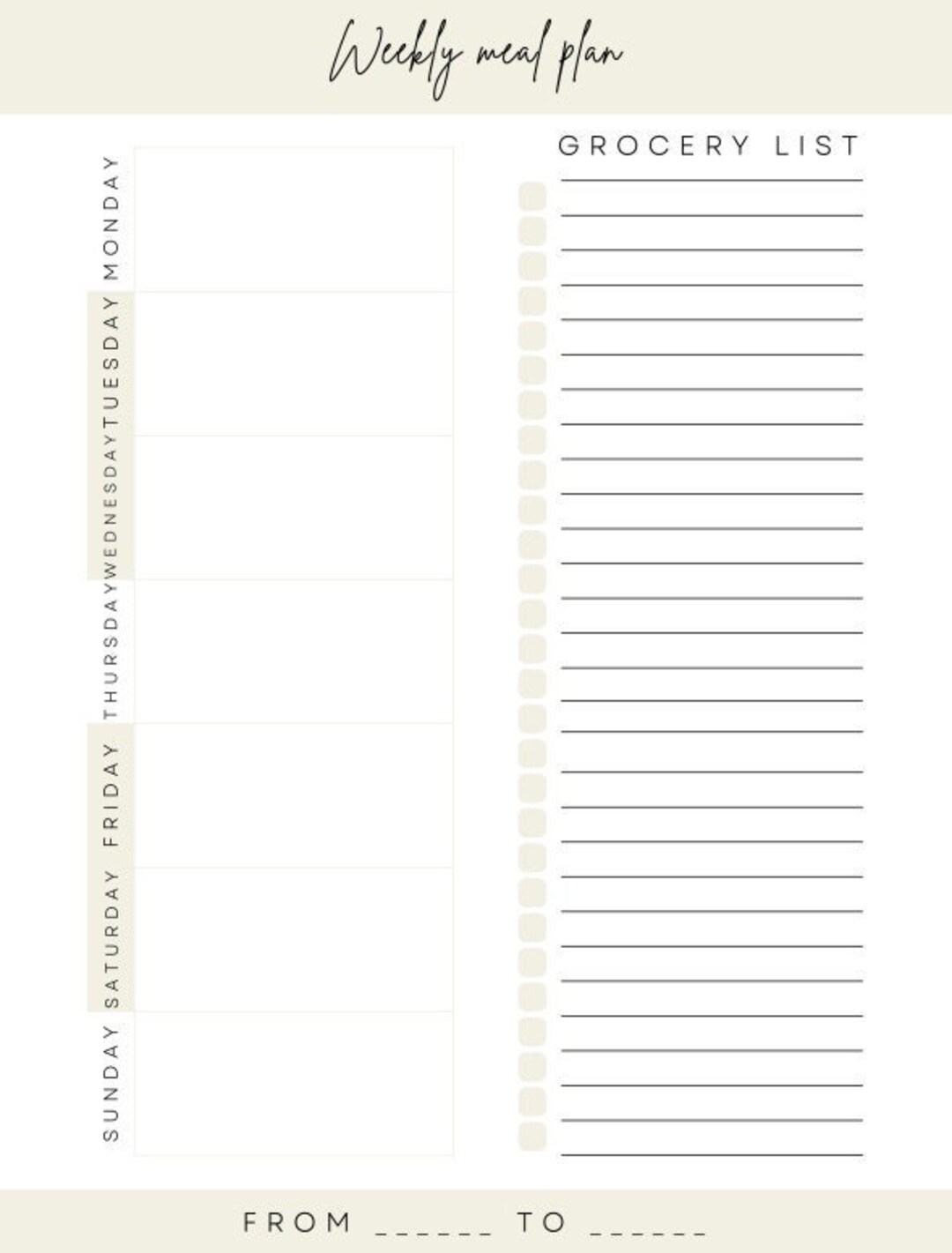 Weekly Meal Plan and Grocery List Digital Download 8 Designs Ready to ...