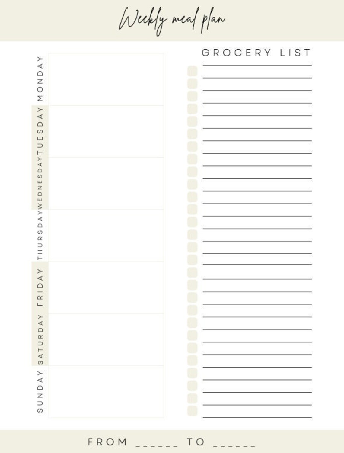 Weekly Meal Plan and Grocery List Digital Download 8 Designs Ready to ...