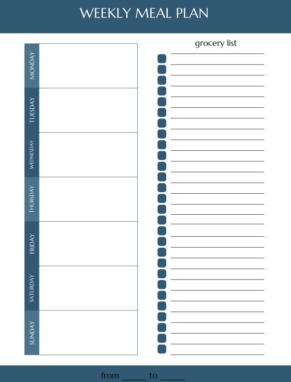 Weekly Meal Plan and Grocery List Digital Download 8 Designs Ready to ...