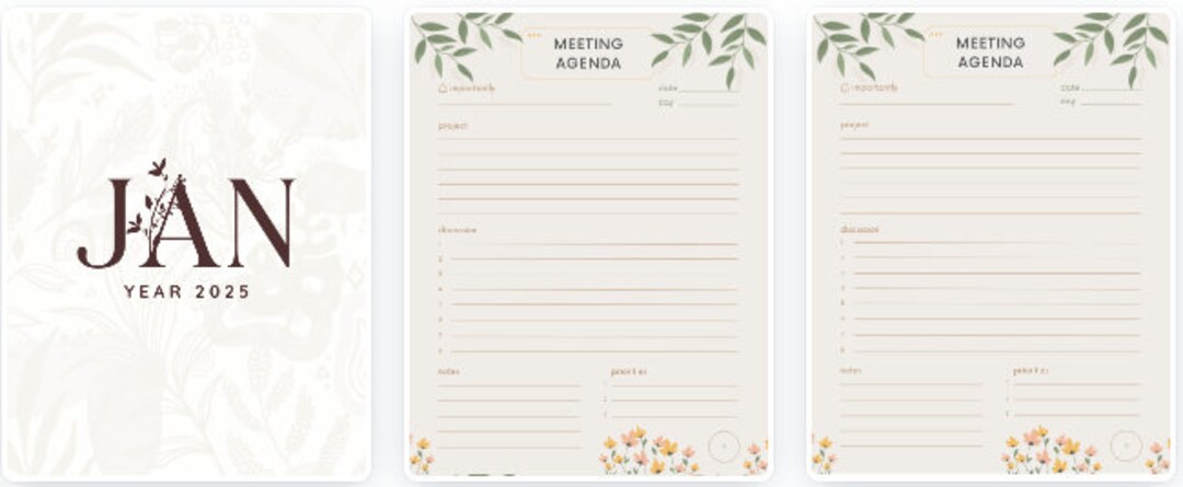 Meeting Notes Journal / Notebook 132 Pages / 12 Months 2025 - Etsy