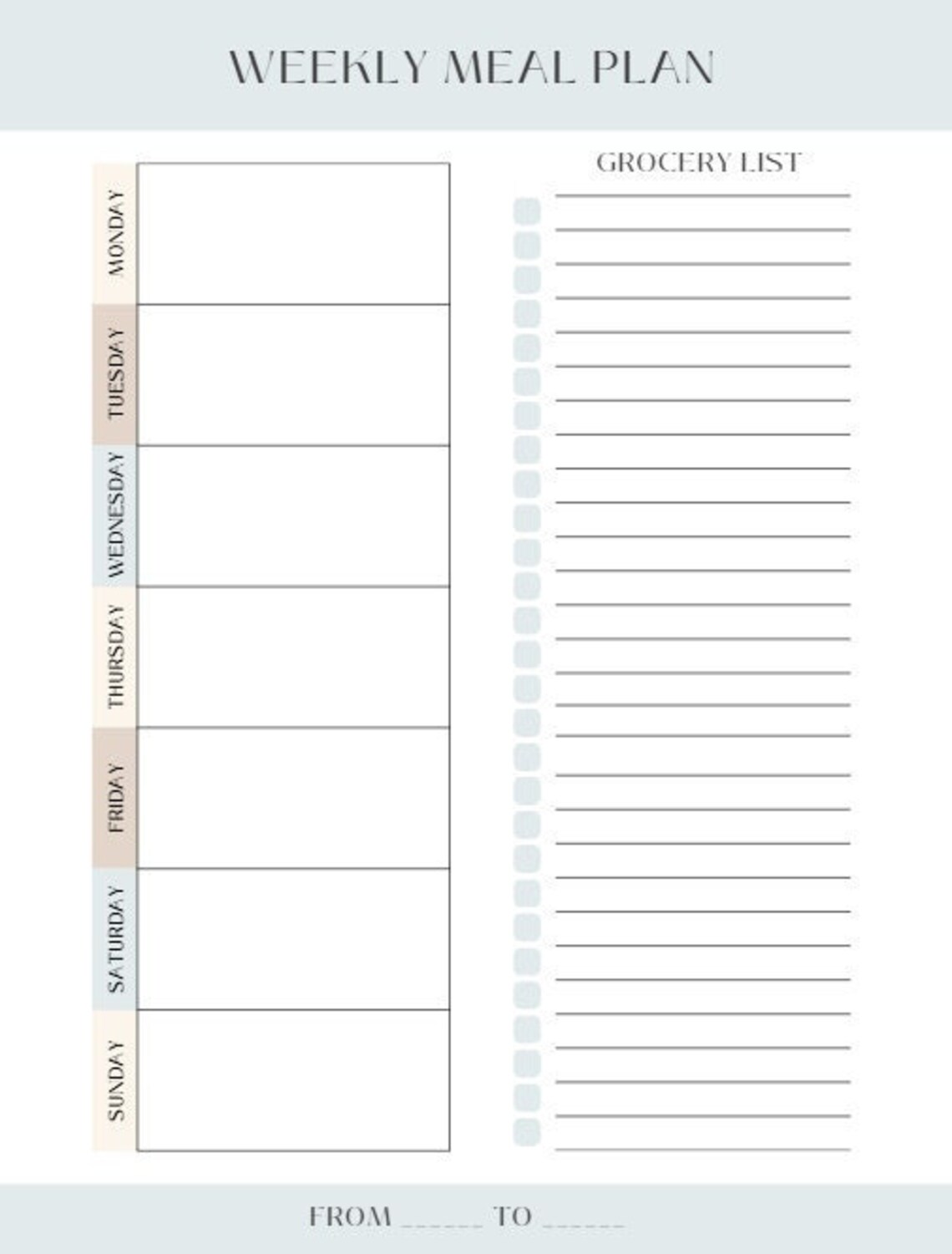Weekly Meal Plan and Grocery List Digital Download 8 Designs Ready to ...