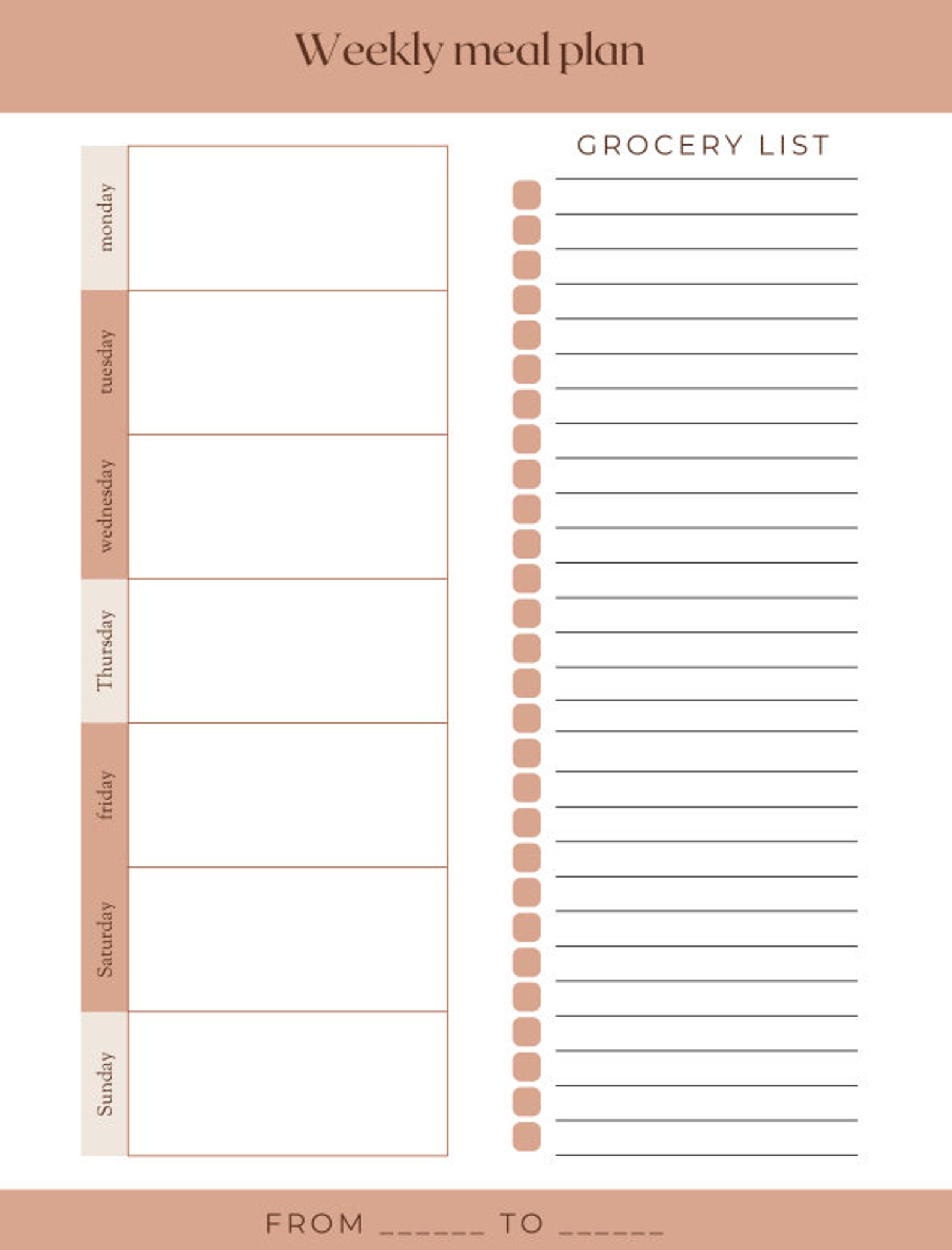 Weekly Meal Plan and Grocery List Digital Download 8 Designs Ready to ...